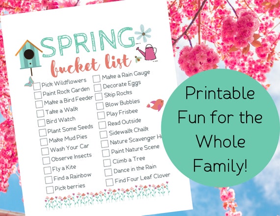 Printable Spring Bucket List EDITABLE PDF Digital Download - Etsy