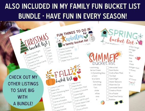 Party Favors & Games Bucket List Check Box Activity Sheet Christmas ...