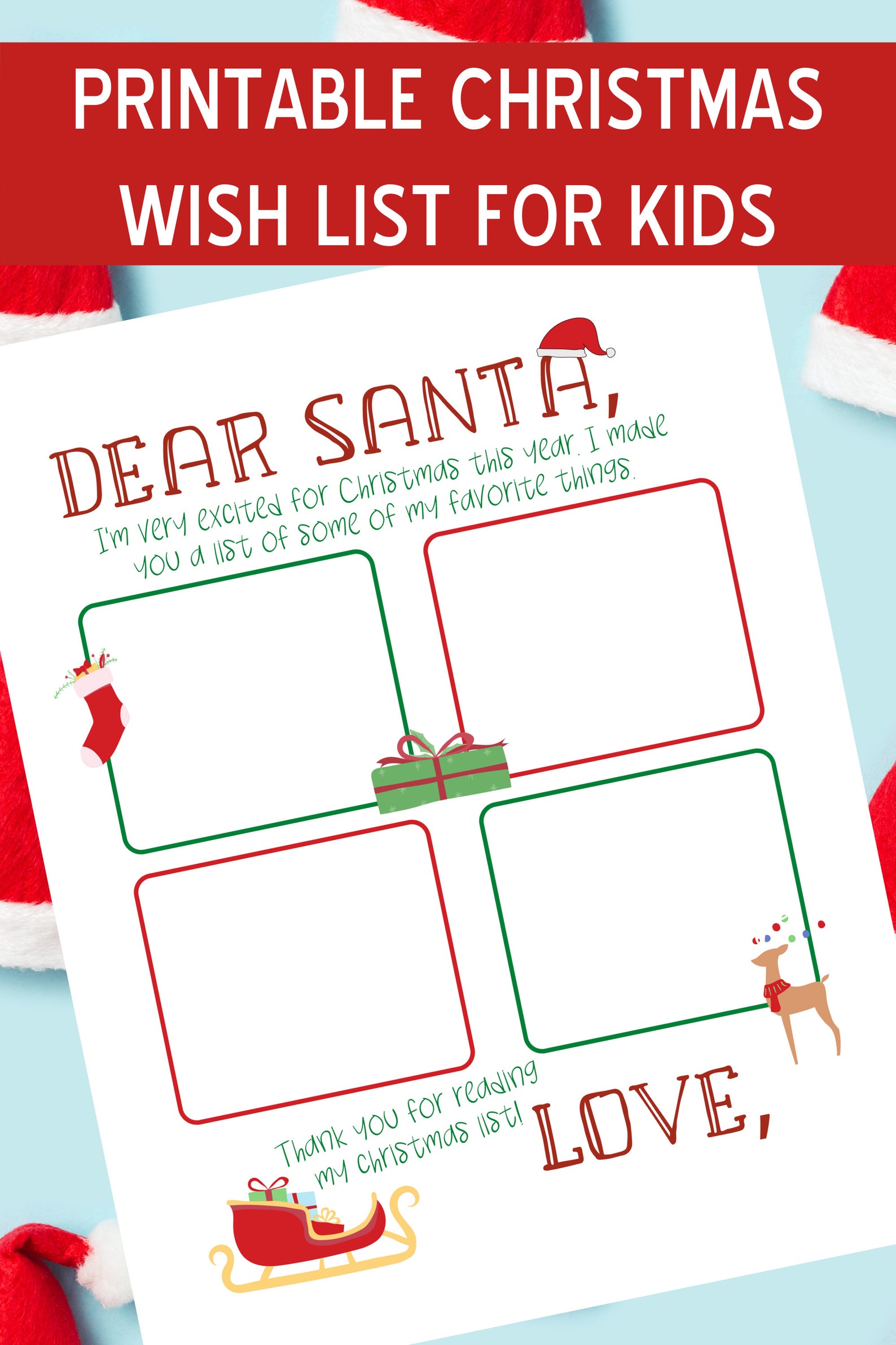 Letter to Santa Printable Wish List Christmas Gift List Note | Etsy