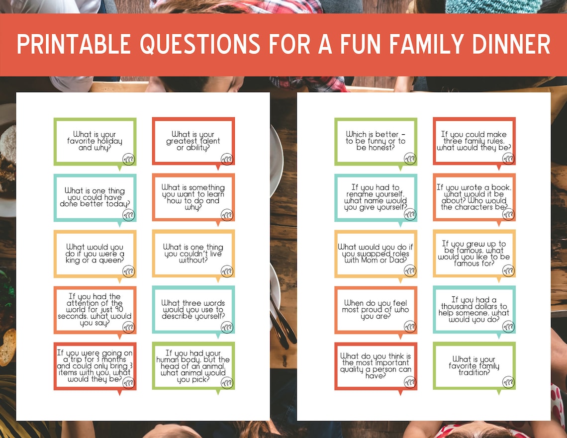50 Questions for Family to Get Kids Talking for Family Dinner Talks ...