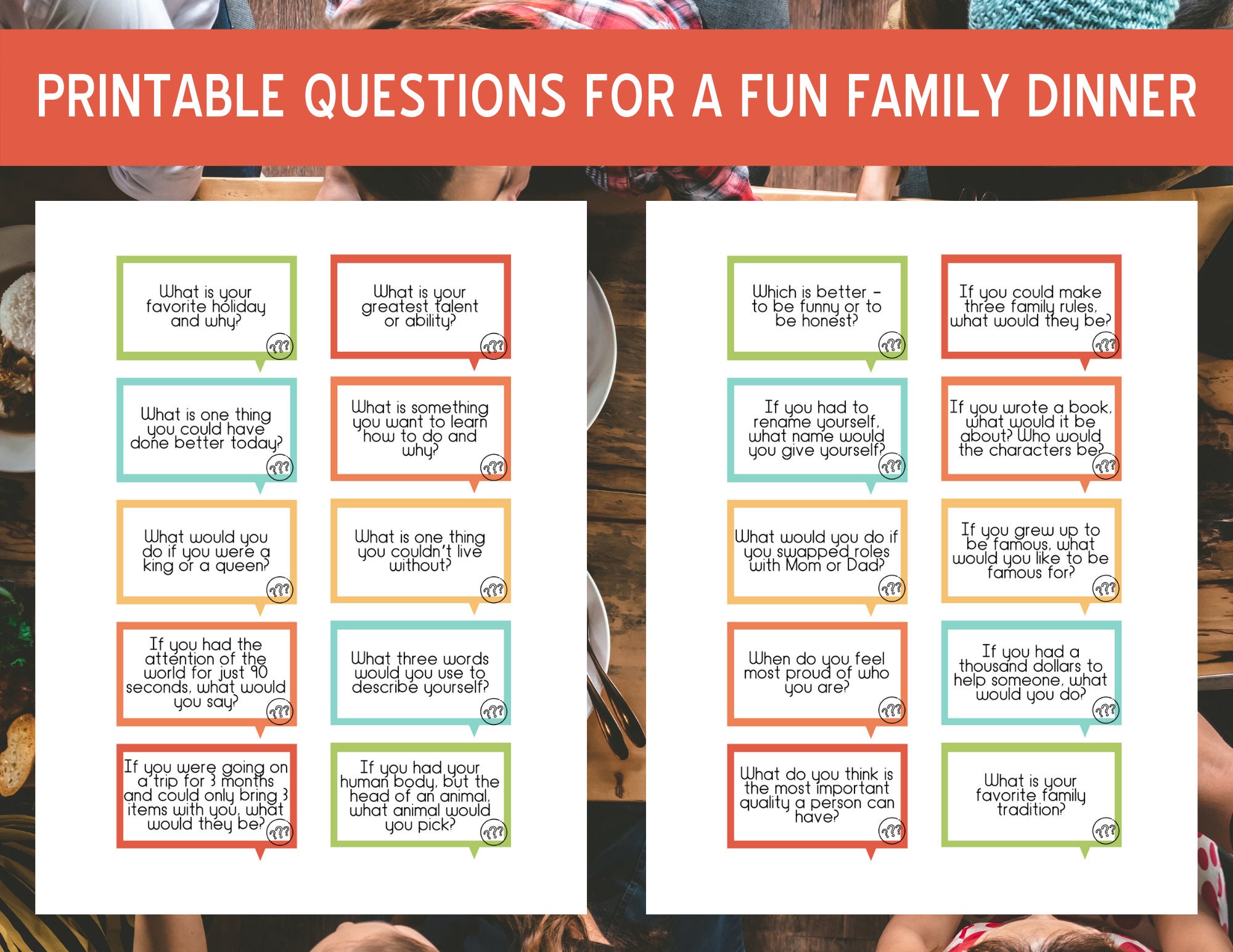 50 Questions for Family to Get Kids Talking for Family Dinner Talks ...
