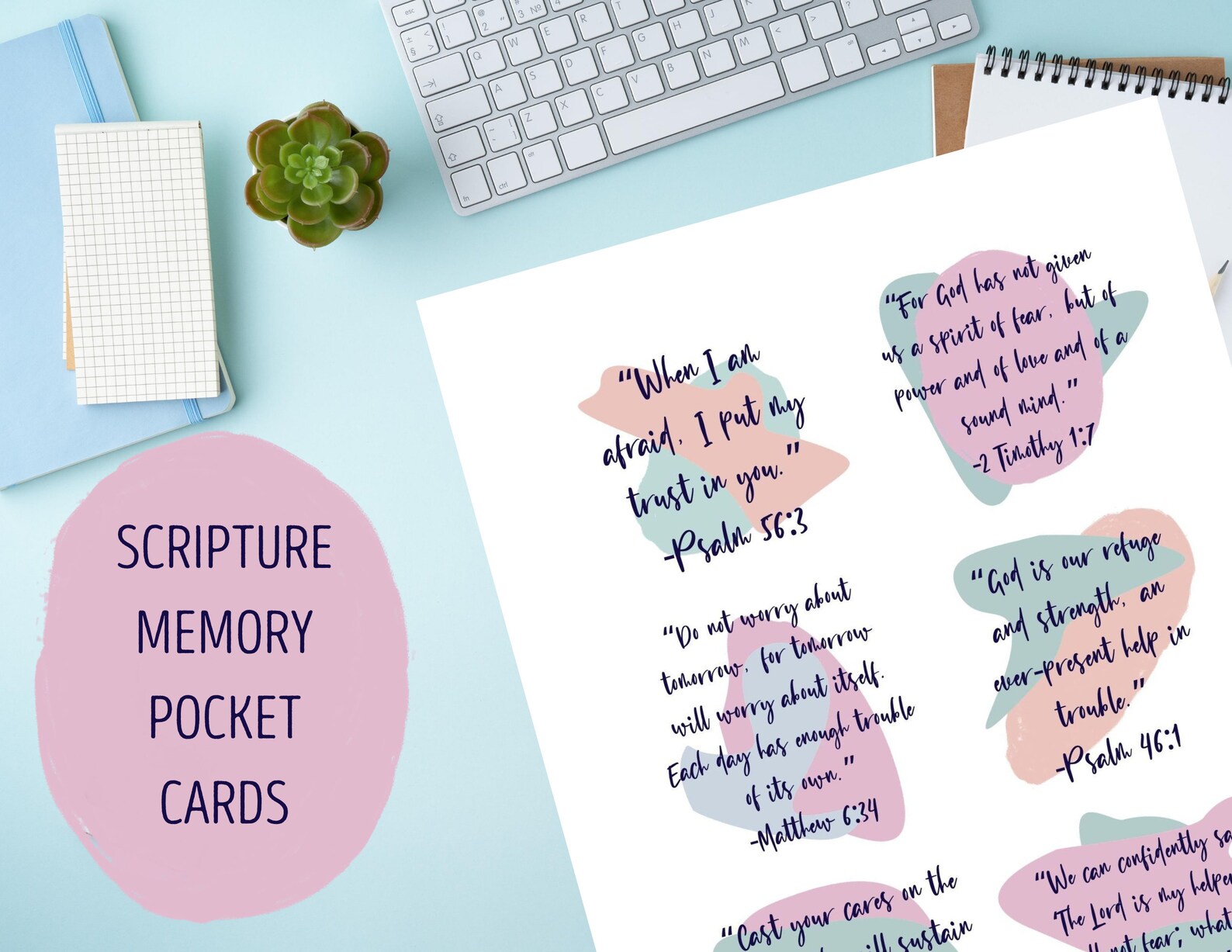 Scripture Memory Card Digital Download With Bible Verses for Stress ...