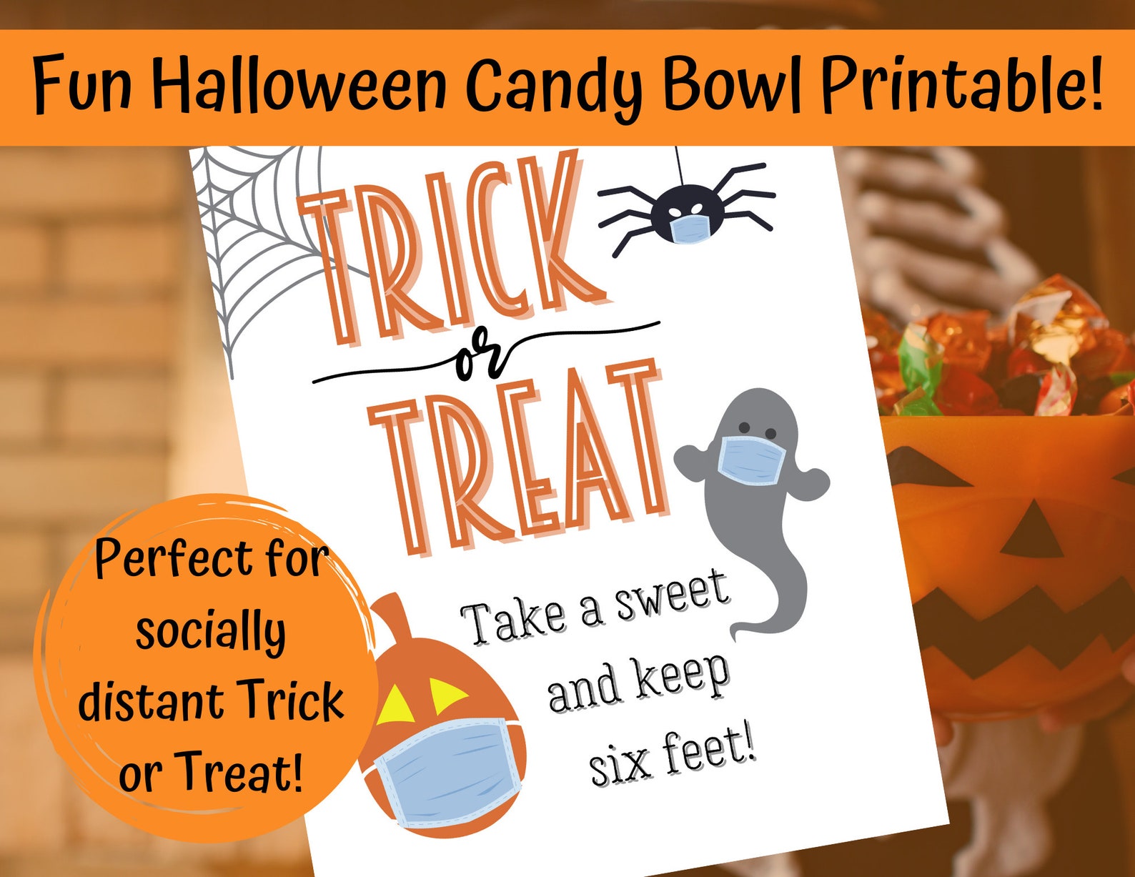 Socially Distanced Halloween Trick or Treat Sign Candy Bowl - Etsy