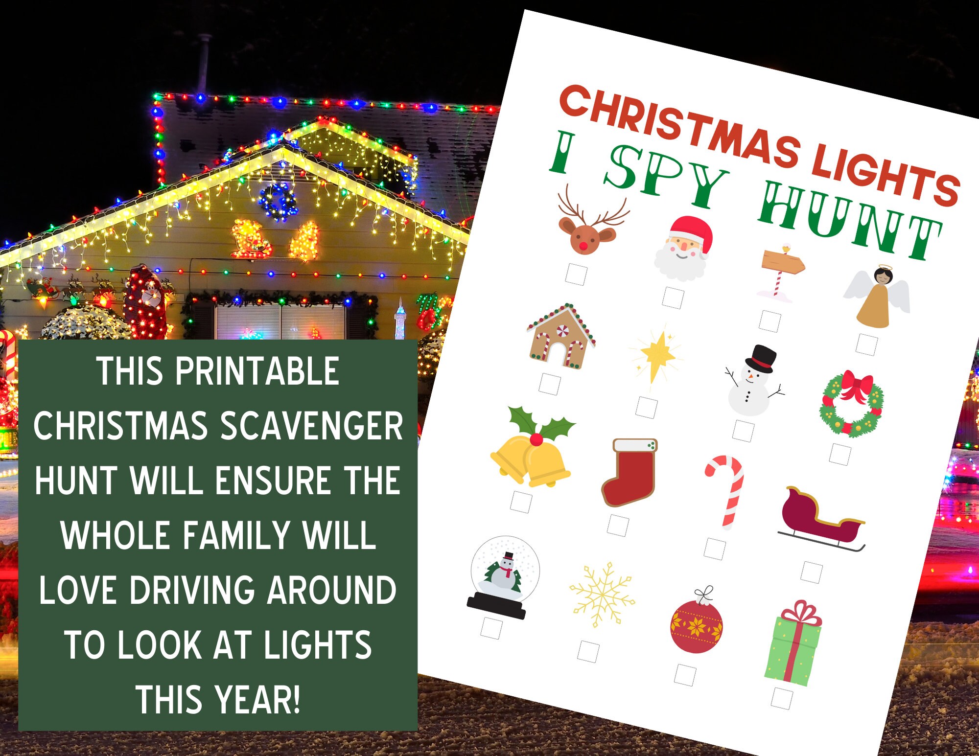 Calendars & Planners Kids Christmas Scavenger Hunt Printable Christmas ...