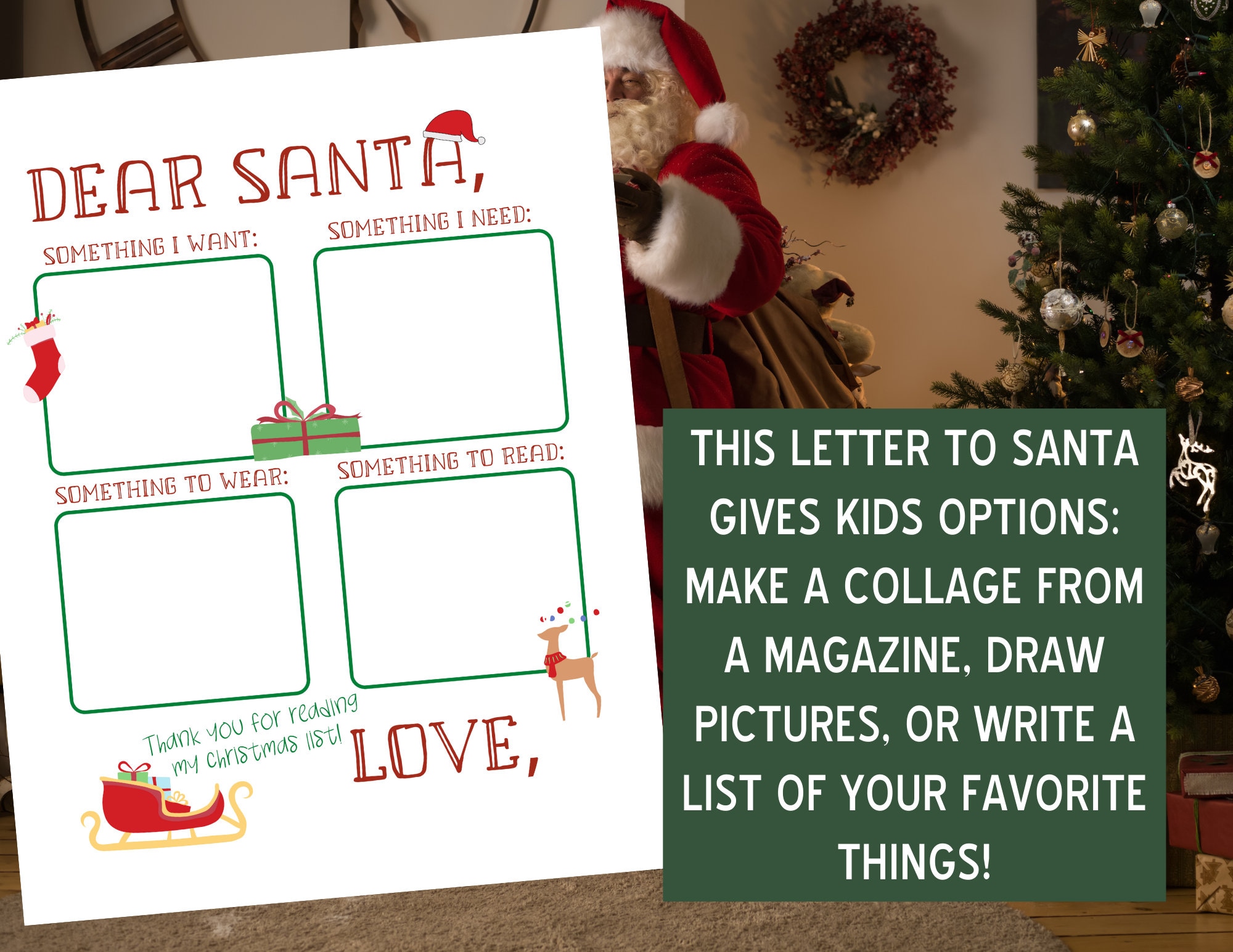 Dear Santa Letter Holiday Wish List, Christmas Wish List Printable ...