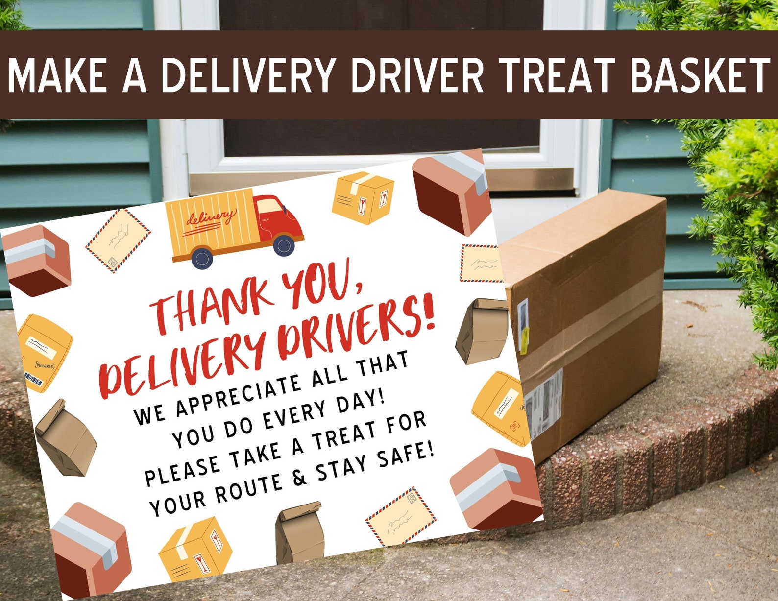 Delivery Driver Treat Basket Printable Sign, Take a Treat Sign for ...