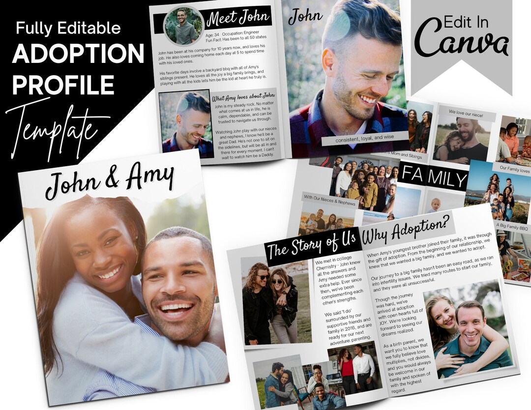 Editable Adoption Book Template, Personalized Photo Book Template for ...