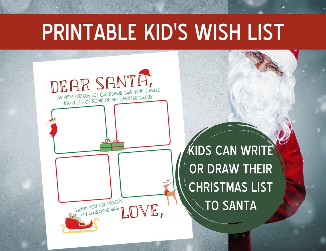 Letter to Santa Printable Wish List Christmas Gift List Note | Etsy