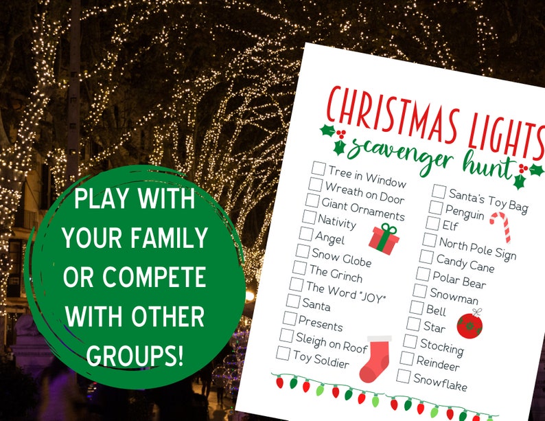 Christmas Lights Checklist, Lockdown Christmas Activity, Family ...