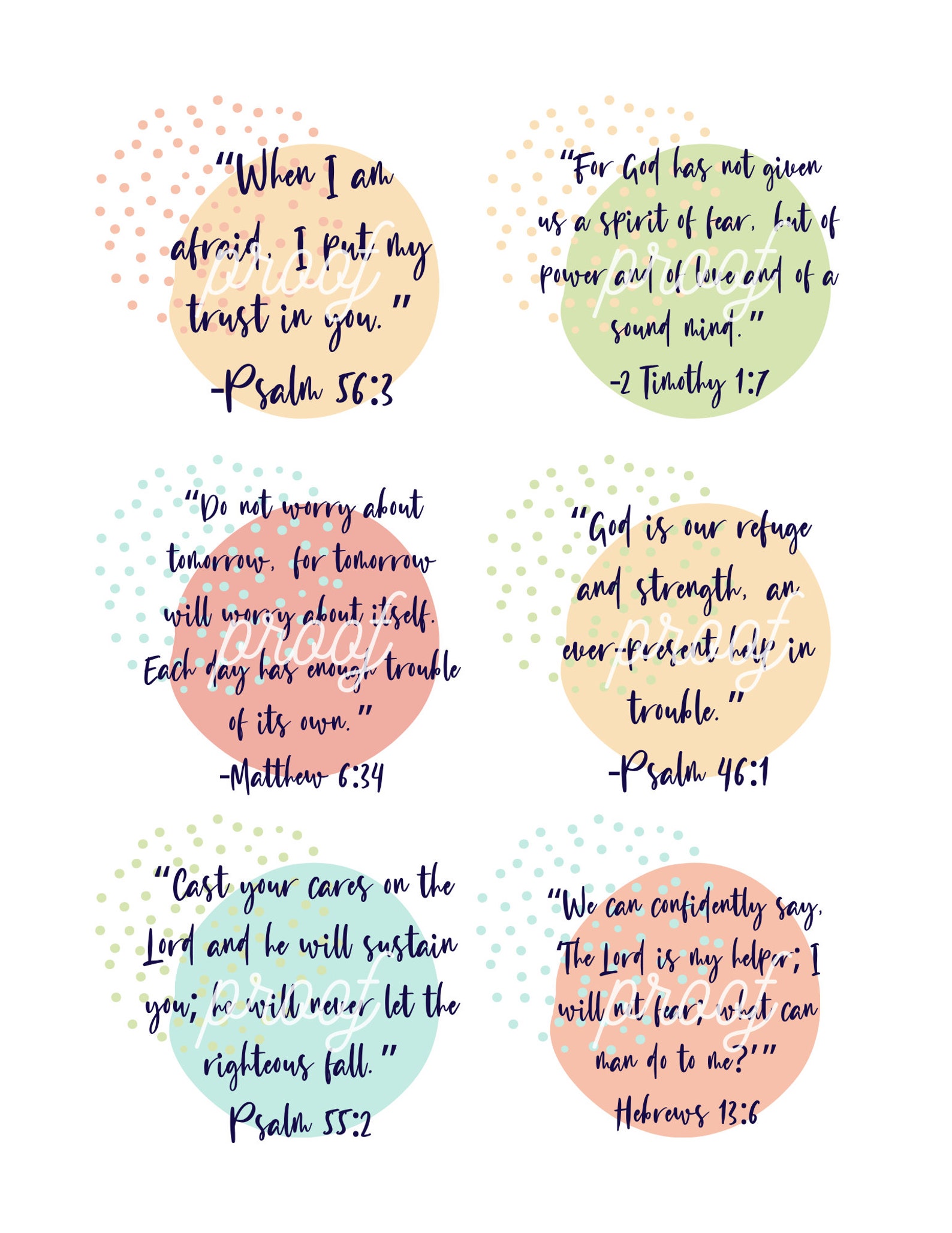 Scripture Memory Card Digital Download With Bible Verses for Stress ...
