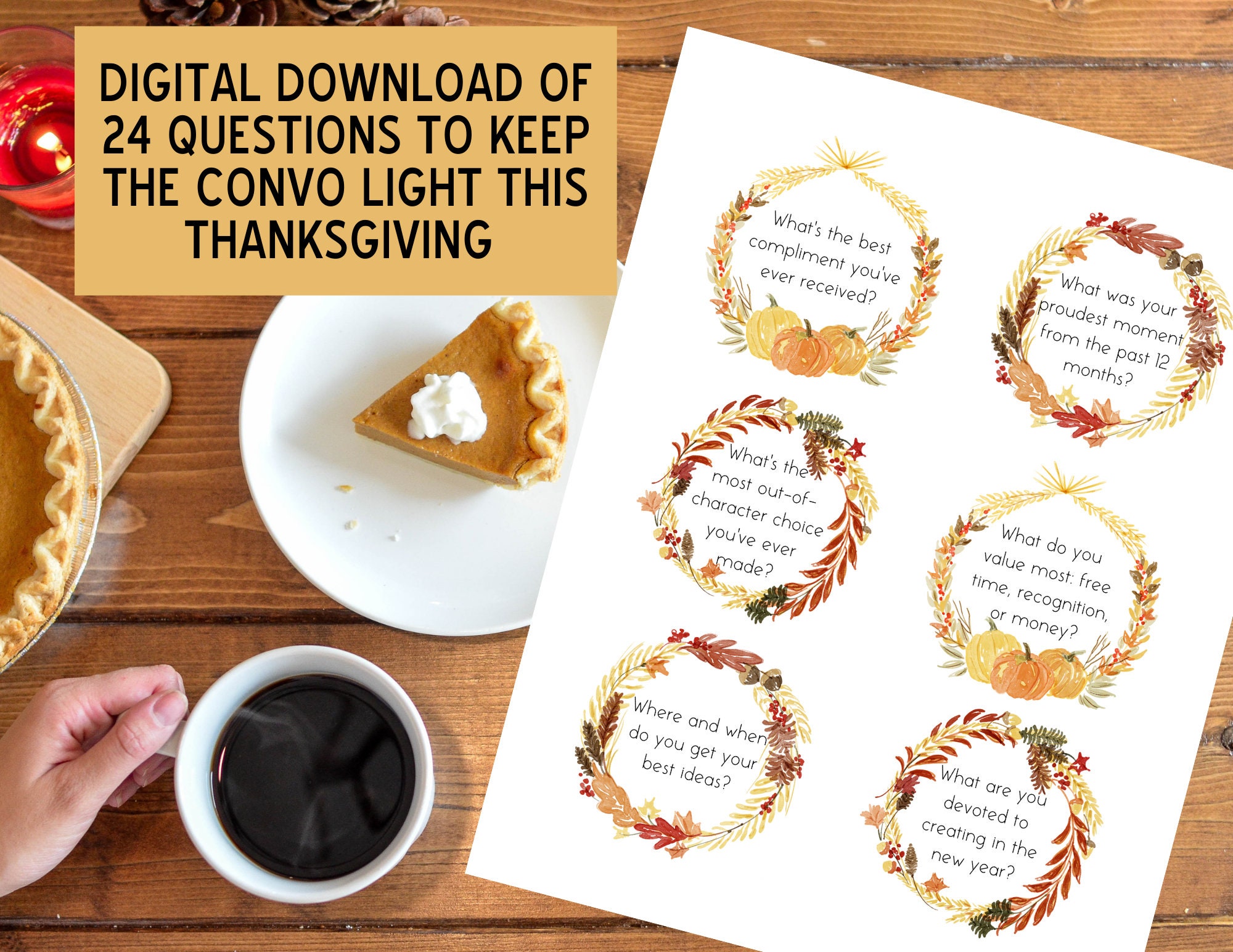 Thanksgiving Dinner Conversation Starter, 24 Questions for Family ...