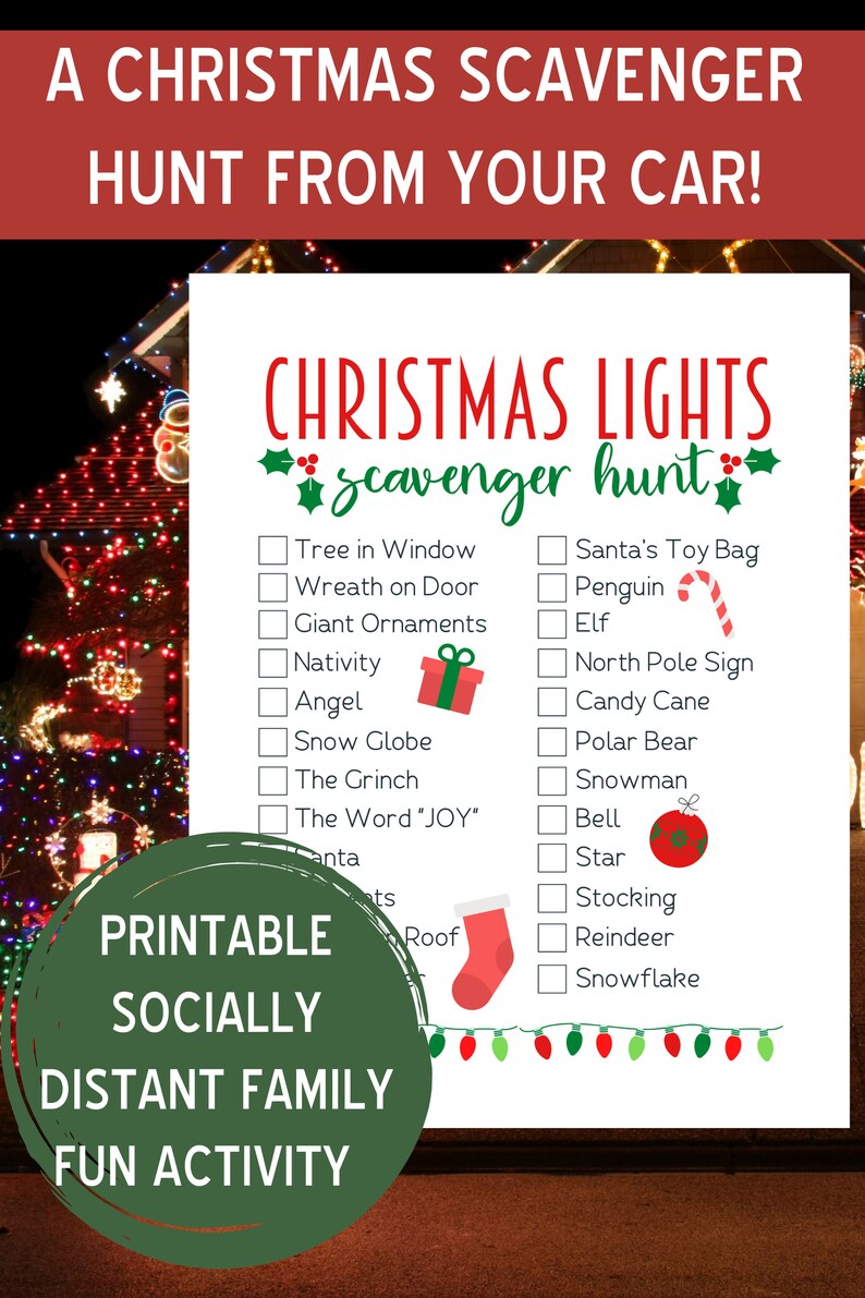Christmas Lights Checklist, Lockdown Christmas Activity, Family ...