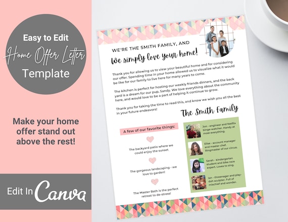 Personal Template for Rental Offer Home Offer Letter House | Etsy