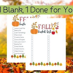 Printable Fall Bucket List EDITABLE PDF * Digital Download of Autumn ...