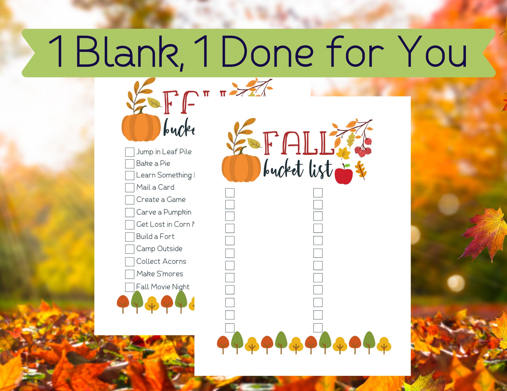 Printable Fall Bucket List EDITABLE PDF * Digital Download of Autumn ...