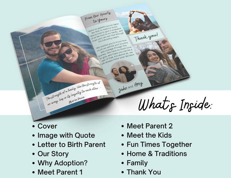 Adoption Book Template With Kids in Home, Profile Book for Birthmother ...