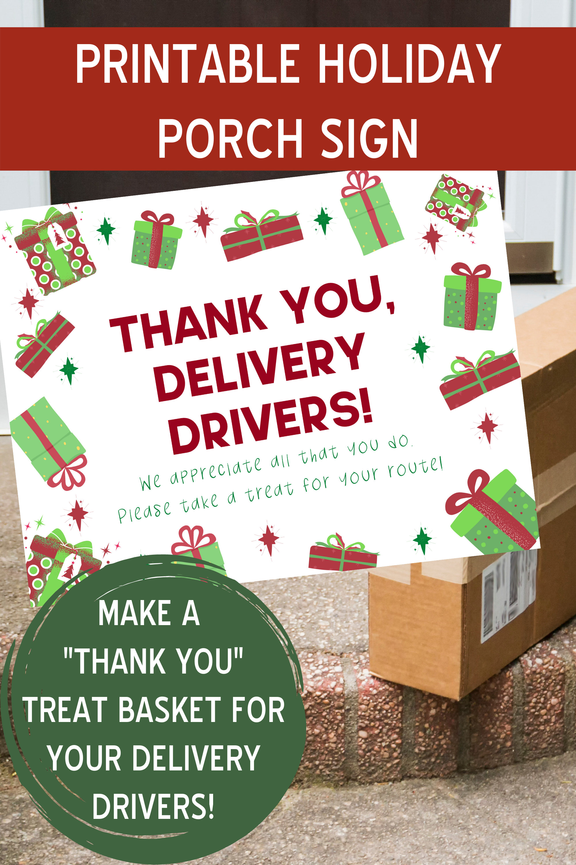 Delivery Driver Treat Basket Printable Sign, Take a Treat Sign for ...