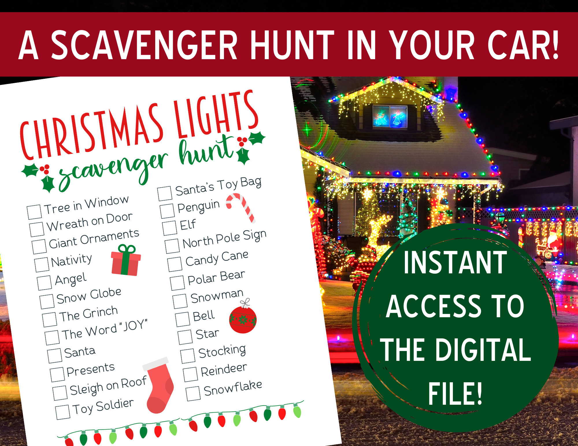 Christmas Lights Checklist, Lockdown Christmas Activity, Family ...