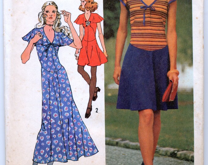 Vintage Misses' Dress in Three Variations With Butterfly Sleeves and ...
