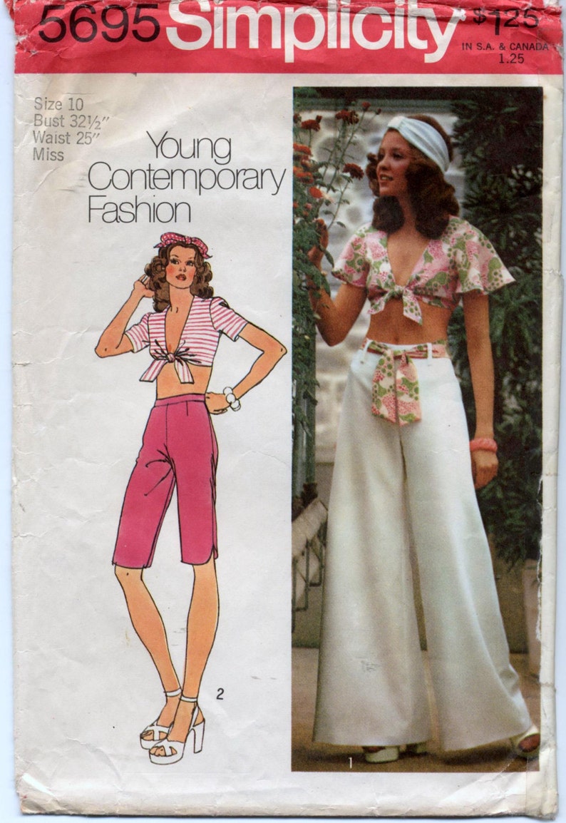 Vintage Misses' Top Capri Pants and Wide Leg Pants Sewing - Etsy Vintage Misses' Top Capri Pants and Wide Leg Pants Sewing - Etsy