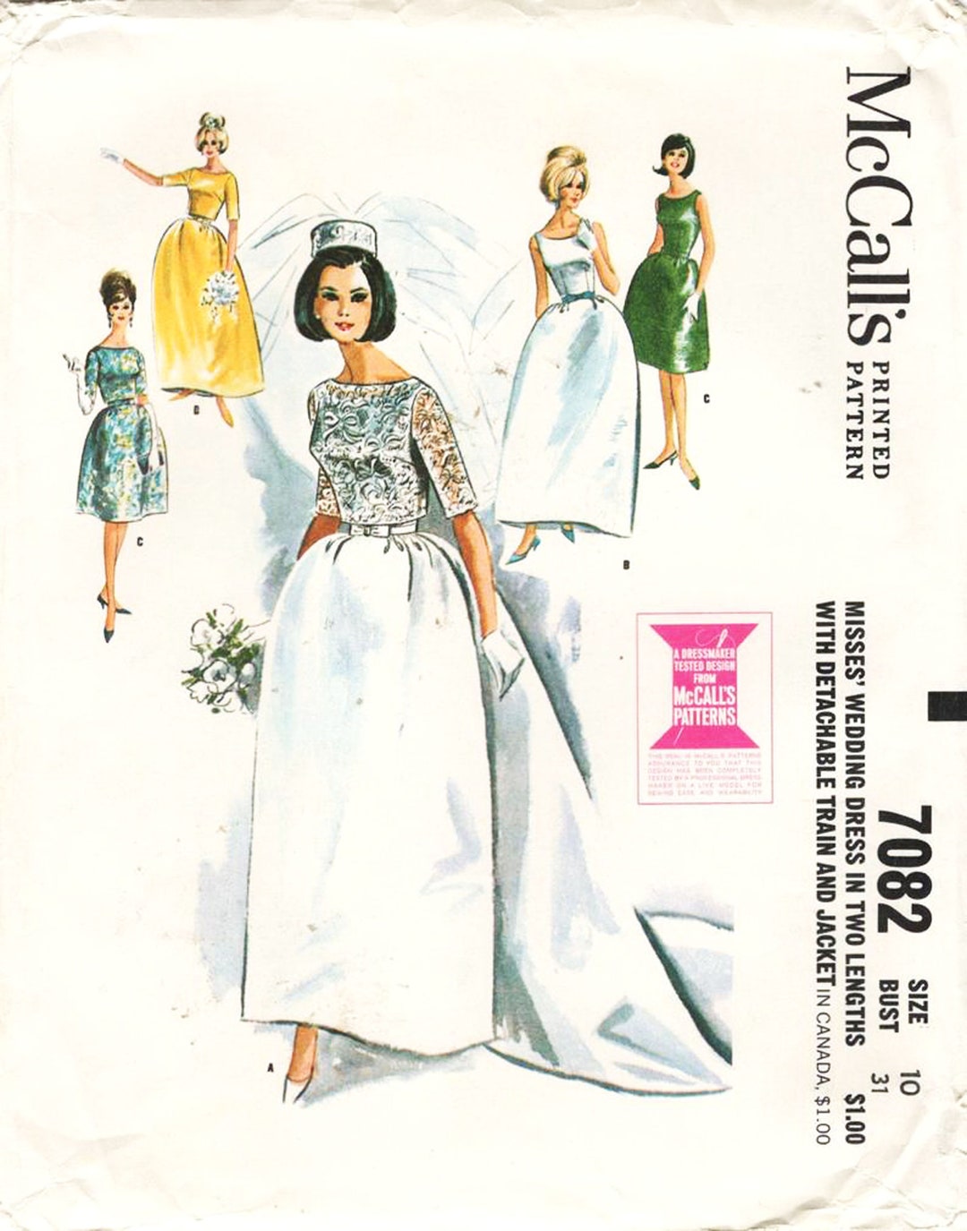 Vintage 1963 Wedding Dress in Two Lengths With Detachable Train and ...