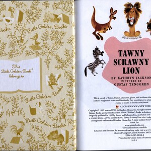 A Little Golden Book Classic Tawny Scrawny Lion - Published 1952 ...
