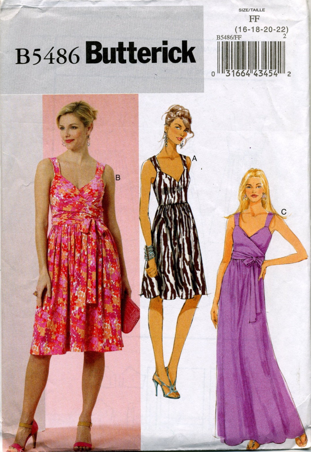 Misses' Wrapped Front and Regular Bodice Dress Sewing Pattern ...