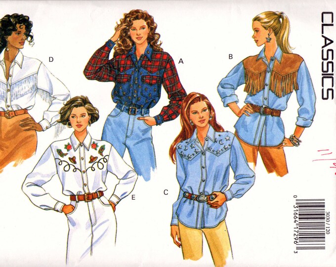 Misses' Western Shirt With Five Variations Sewing Pattern - Butterick ...