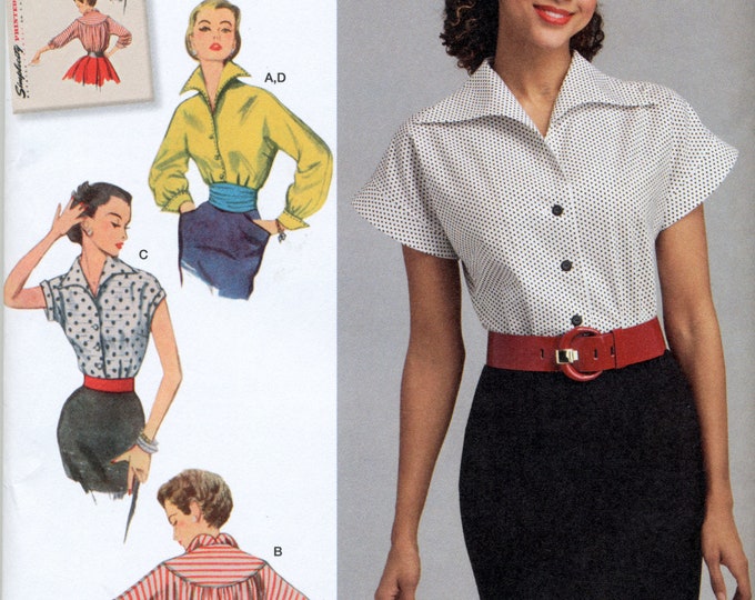 Misses' 1950's Reissued Vintage Blouses and Cummerbund Sewing Pattern ...