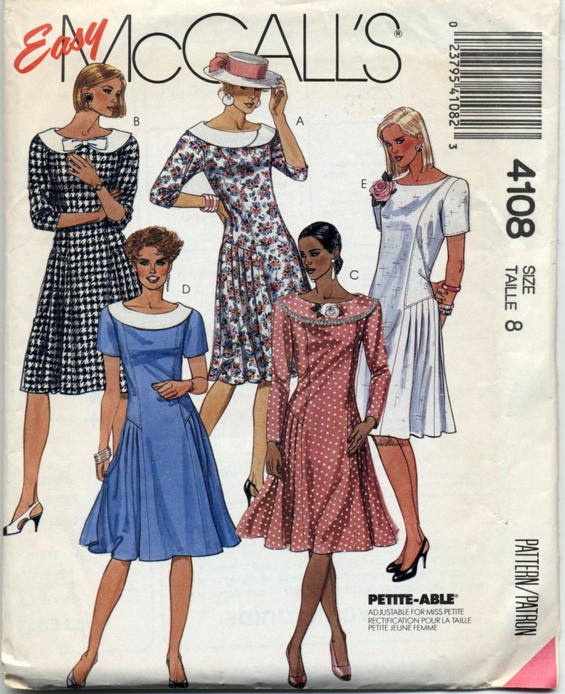 Vintage Dress With Sleeve Length Variations Sewing Pattern Mccall's ...