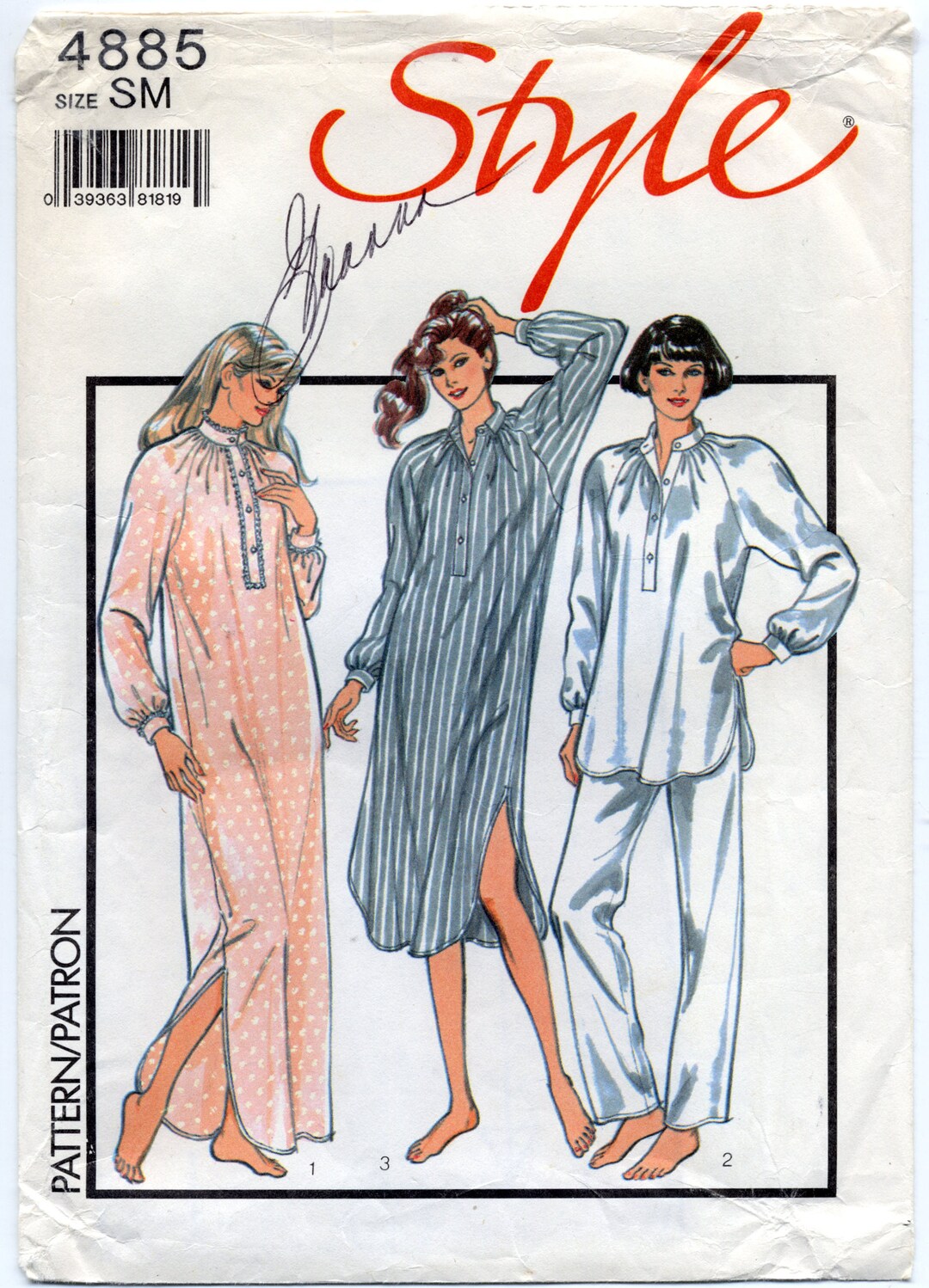 Misses' Nightshirt in Two Lengths and Pajamas Sewing Pattern - Style ...