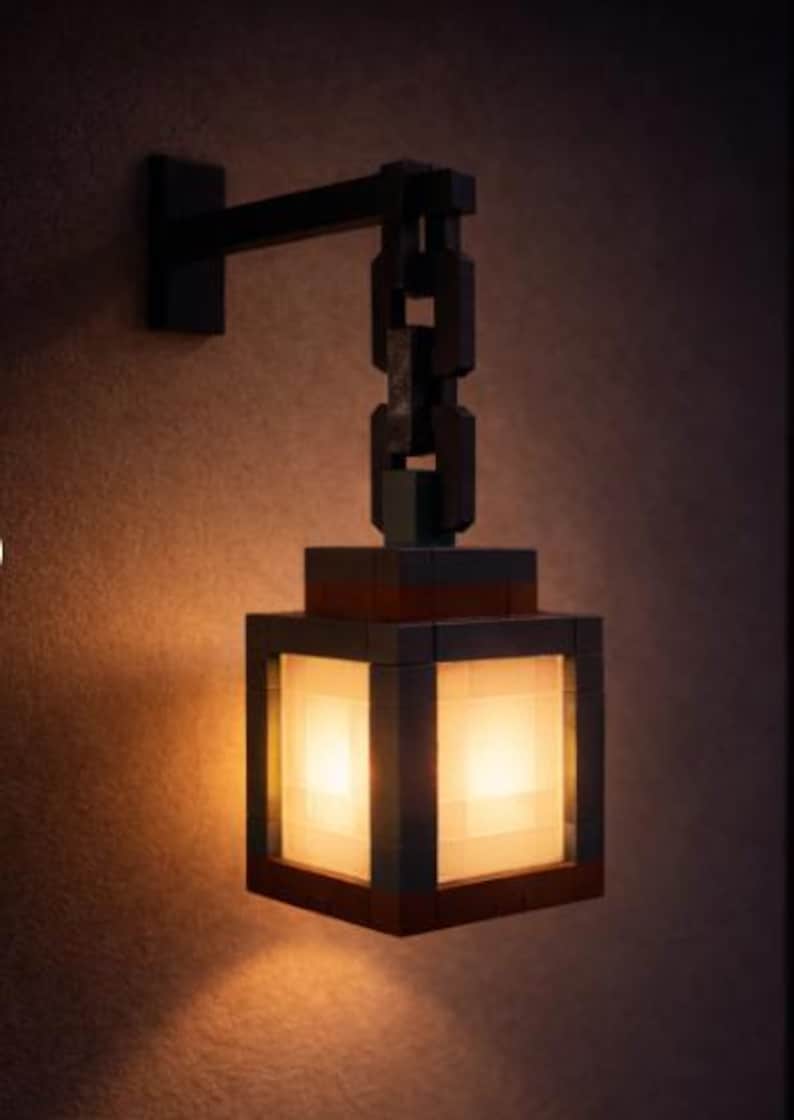 Lampe lanterne Minecraf, télécommande RGB, veilleuse, chaîne murale ...