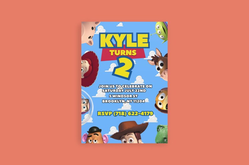 Toy Story Birthday Invitation, Personalized Printed Invite - Etsy