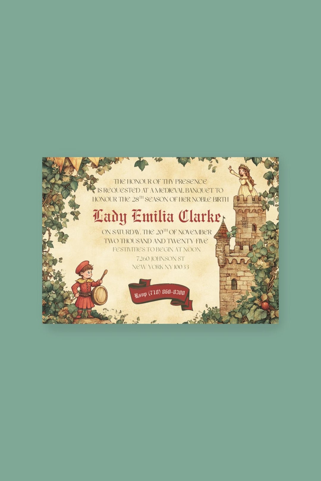 Medieval Invitation, Medieval Party Invitation, Printed Renaissance ...