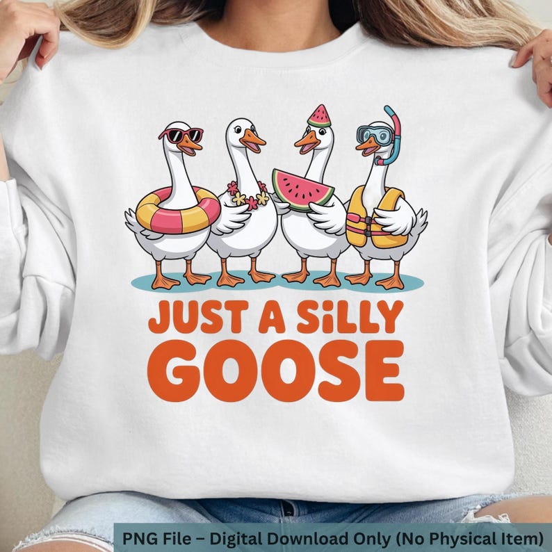 Just a Silly Goose PNG, Funny Summer Goose Clipart, Retro Duck ...