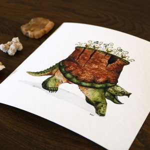 Hibernating Snapping Turtle Fine Art Print Watercolor - Etsy