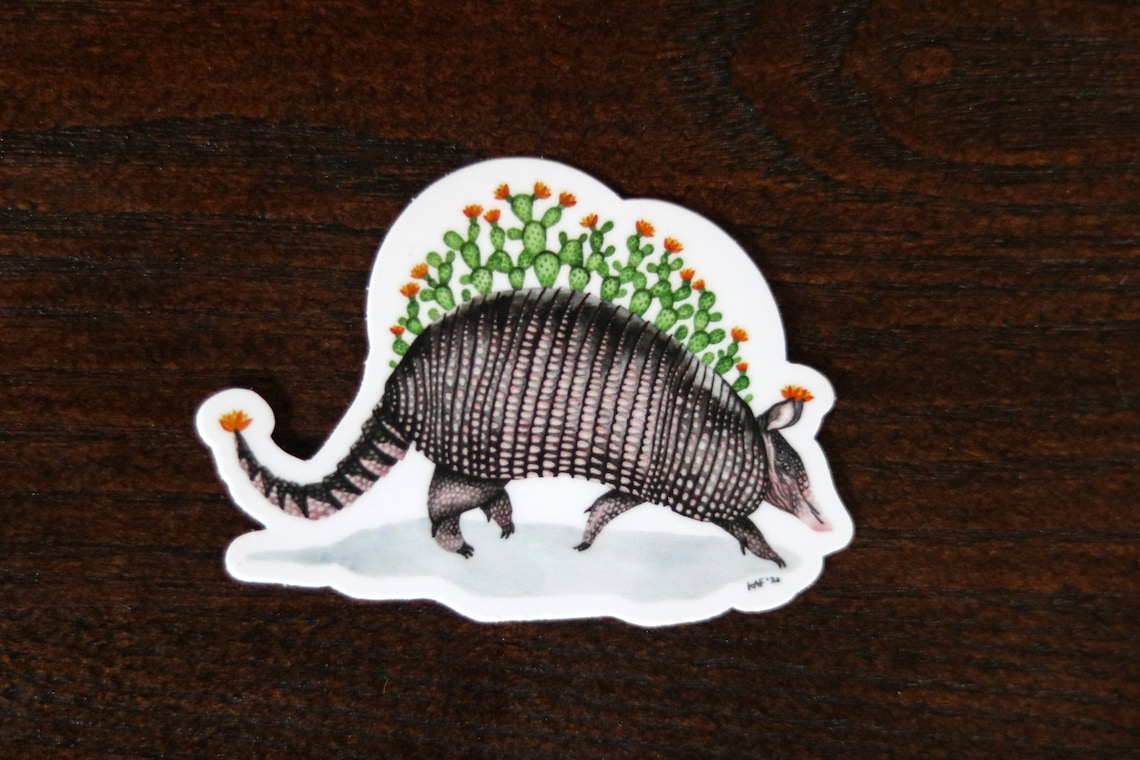 Armadillo Sticker Watercolor Painting Armadillo Painting Cactus ...