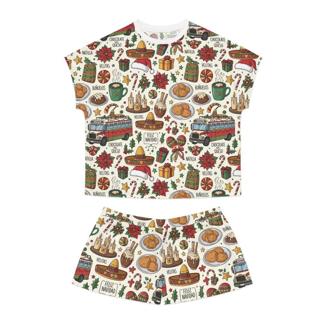 Colombian Christmas Pajama Set for Women | Shirt & Shorts | Couples ...