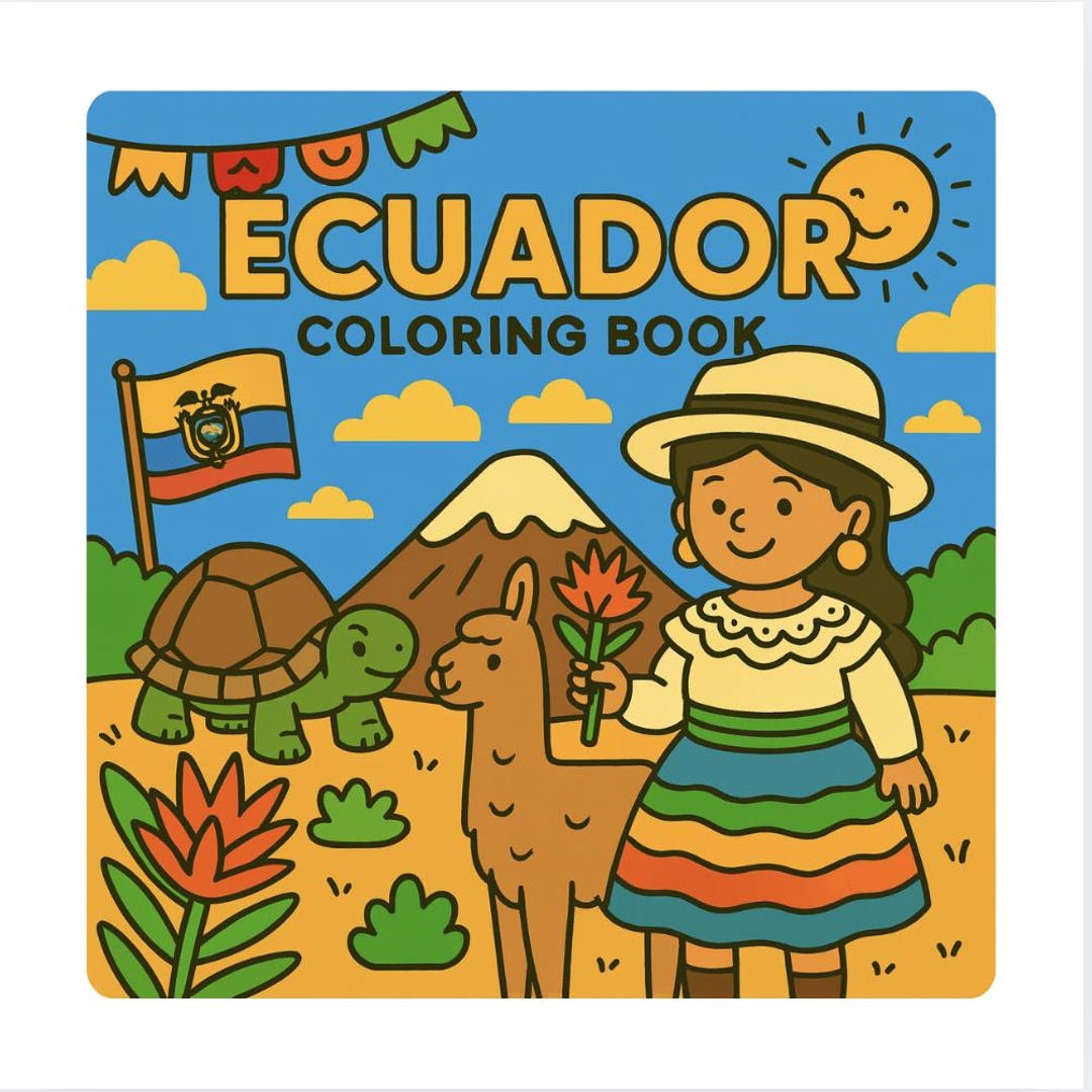 Ecuador Coloring Book | 30 Easy-to-color Pages | Cultural Landmarks ...
