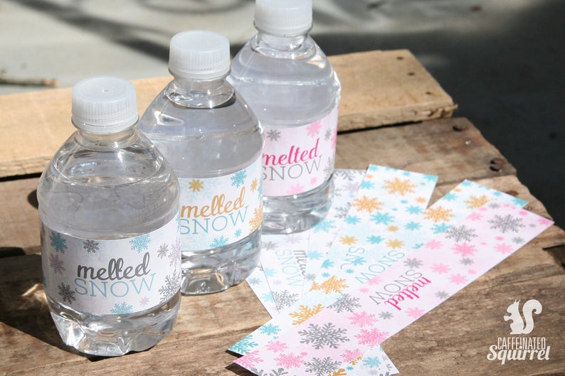 Melted Snow Water Bottle Labels Adorable Favors For Birthday | Etsy