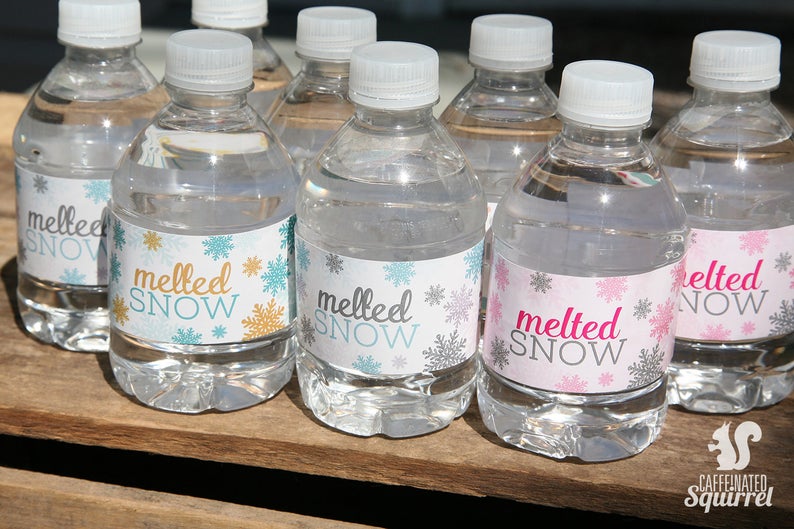 Melted Snow Water Bottle Labels Adorable Favors For Birthday | Etsy