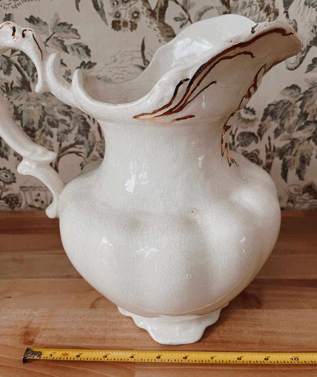 Antique Ironstone Pitcher • Large Victorian Farmhouse Decor (12" Tall ...