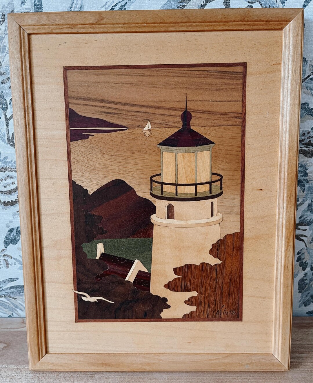 Signed Hudson River Inlay “heceta Head Lighthouse, Florence OR” Wood ...