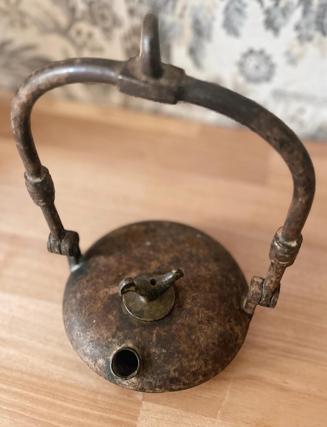 Antique 19th-c. Wrought-iron Betty / Miner’s Oil Lamp W Rooster Finial ...