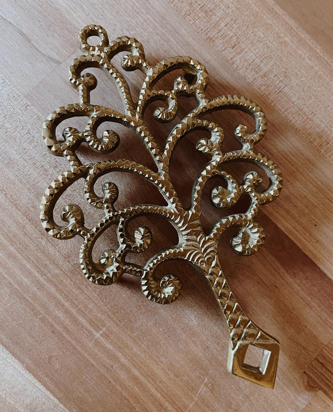 Vintage Brass Family Tree Wall Hook | Ornate Tree of Life Wall Hanger ...