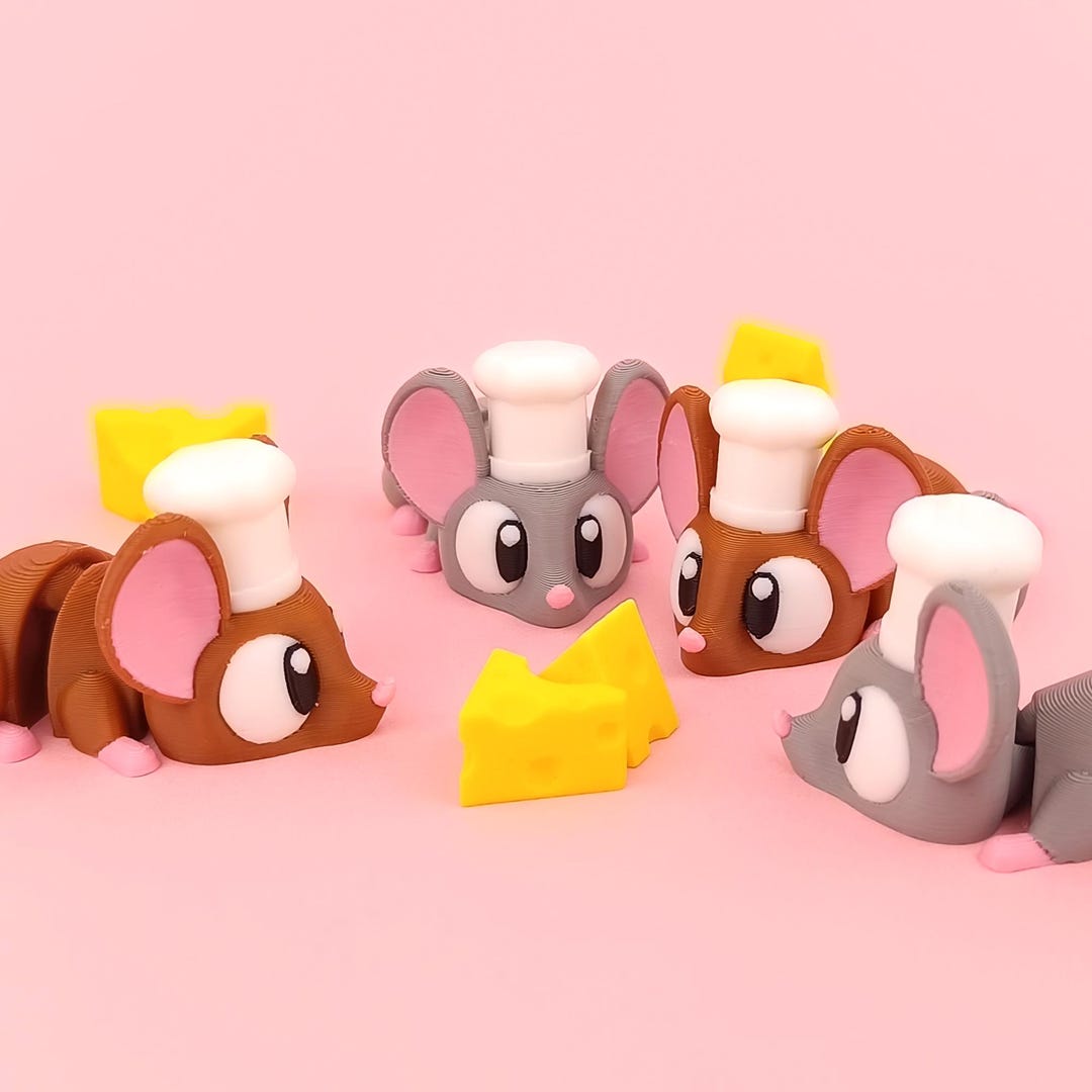 3D Printed Articulating Chef Mouse Fidget Toy | Flexible Kitchen Buddy ...