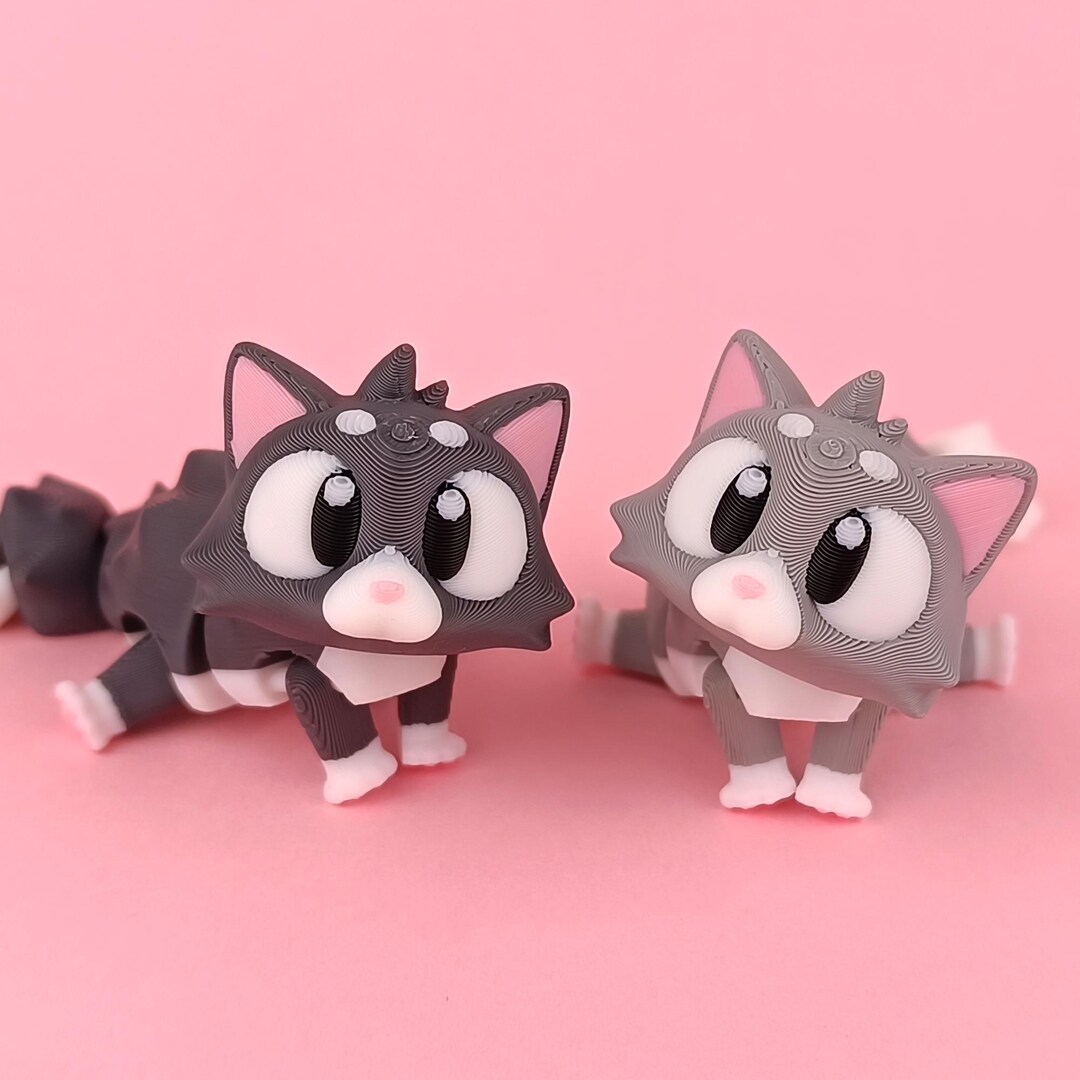 3D Printed Articulating Cat Fidget Toy | Flexible Desk Buddy | Cute Cat ...