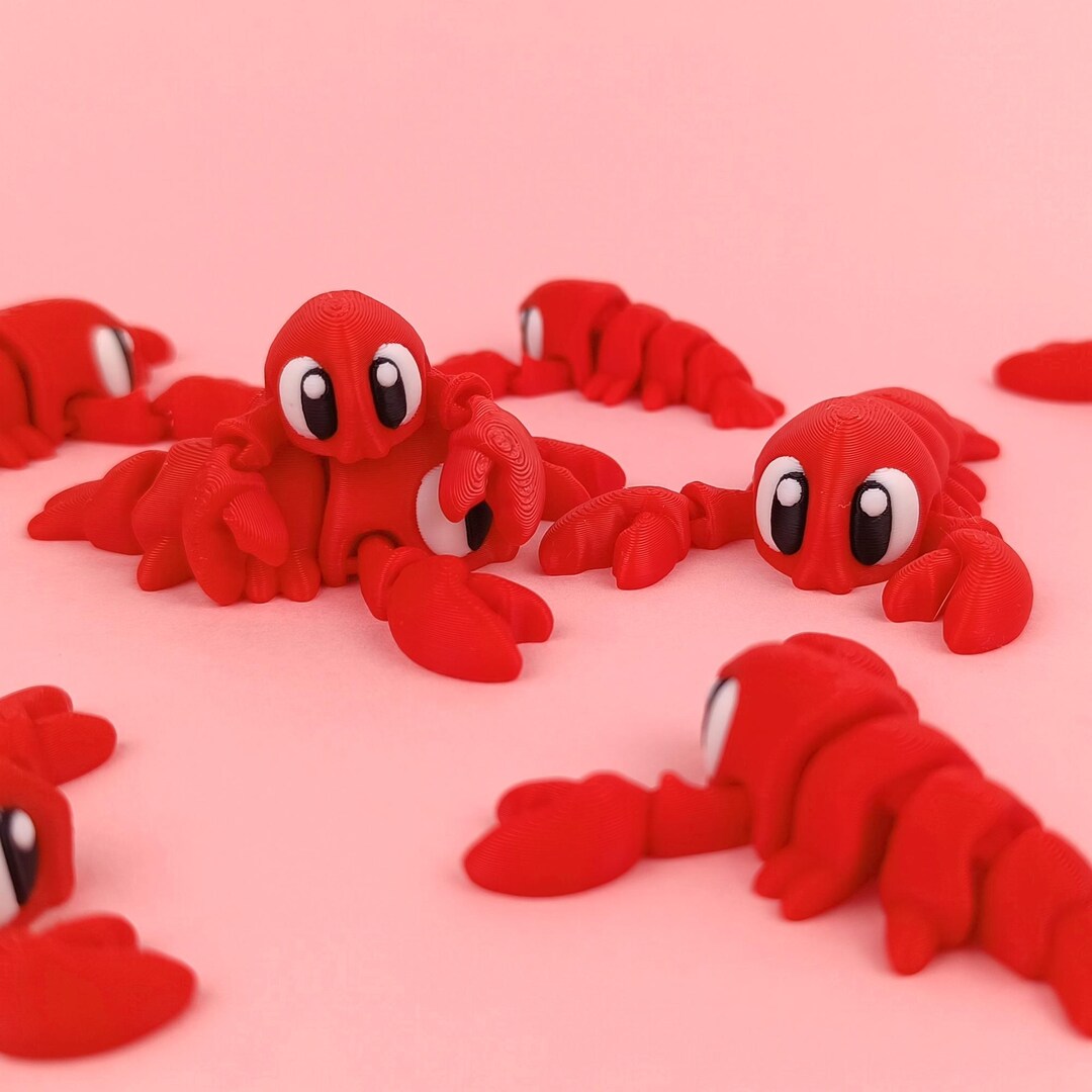 3D Printed Articulating Lobster Fidget Toy | Flexible Sea Creature Desk ...