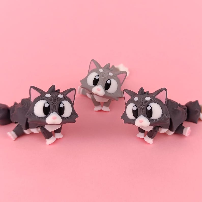 3D Printed Articulating Cat Fidget Toy | Flexible Desk Buddy | Cute Cat ...