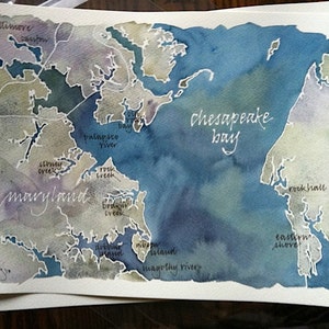 Custom Watercolor Vacation Honeymoon Map Original Painting With ...
